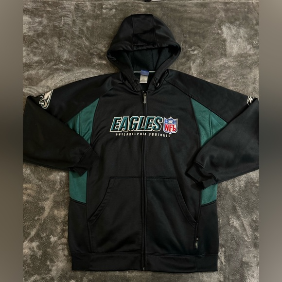 Reebok | Shirts | Philadelphia Eagles Nfl Reebok Hoodie Black Green ...